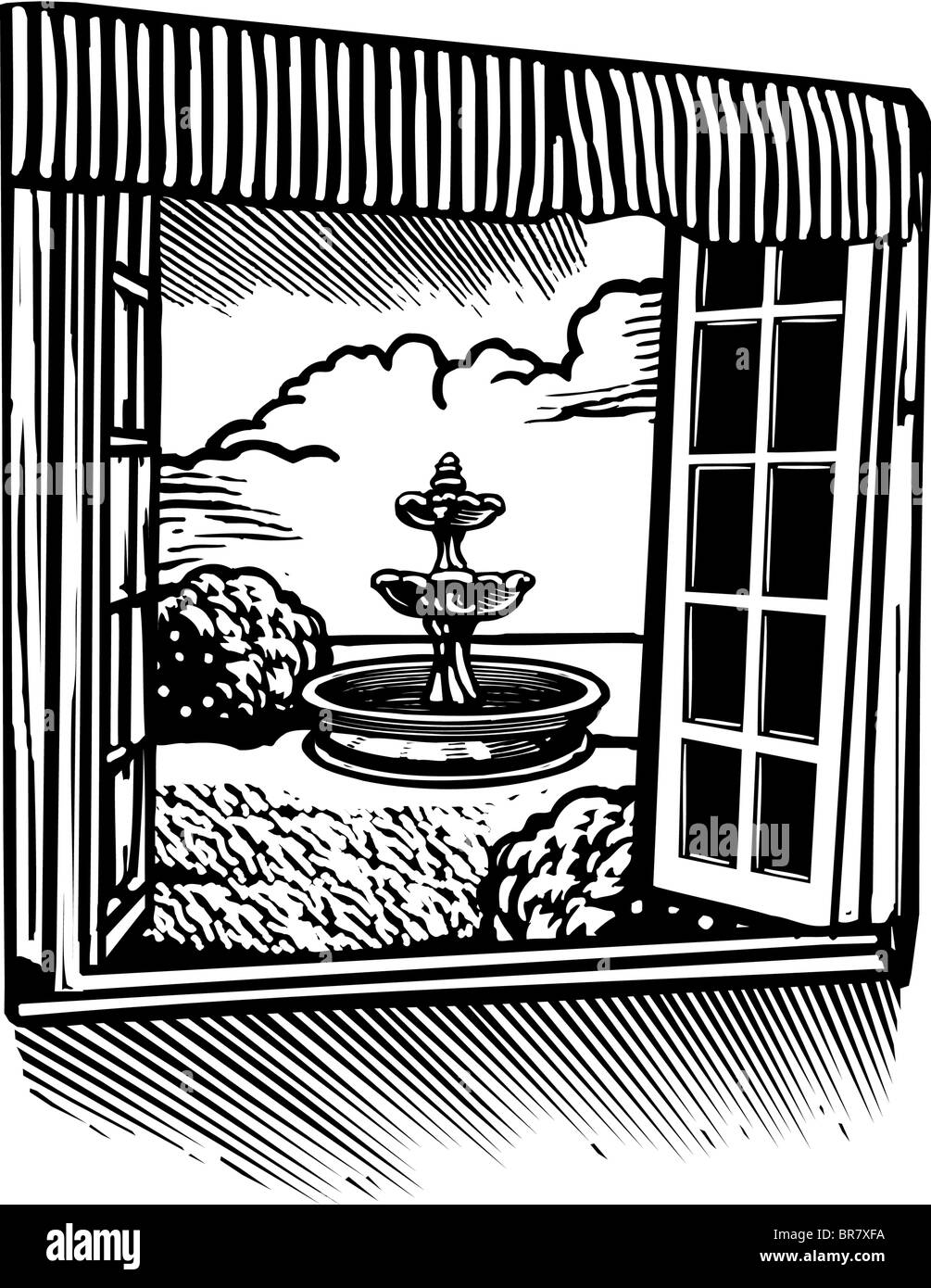 Cartoon window Black and White Stock Photos & Images - Alamy
