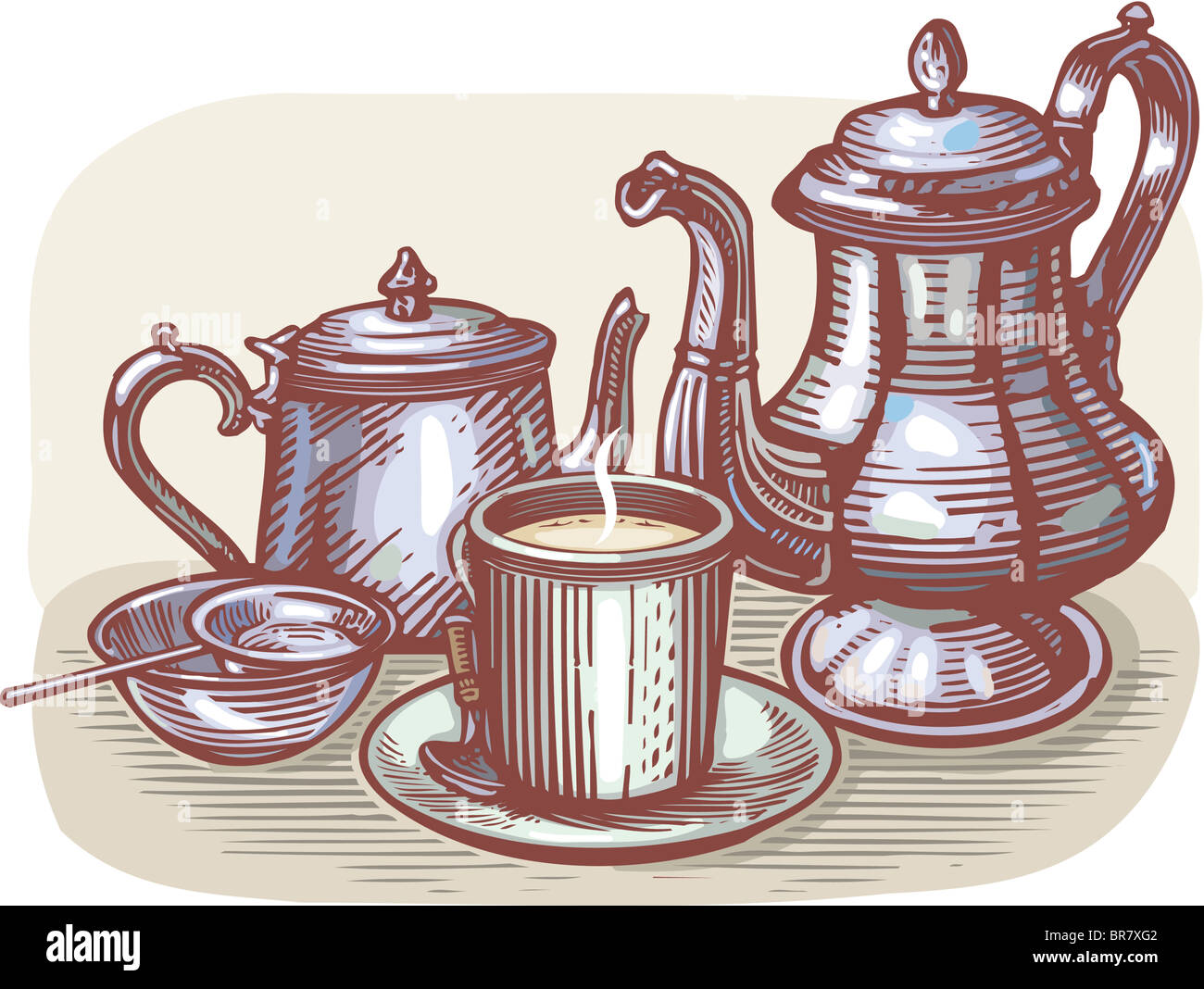Formal silver tea service Stock Photo - Alamy