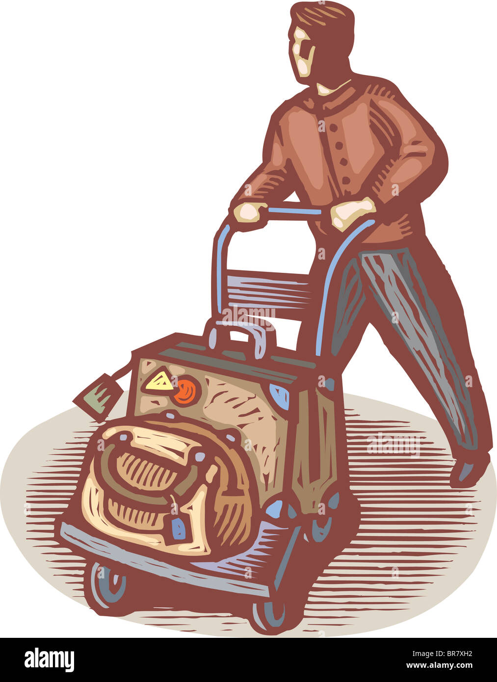 Illustration of a hotel porter Stock Photo - Alamy