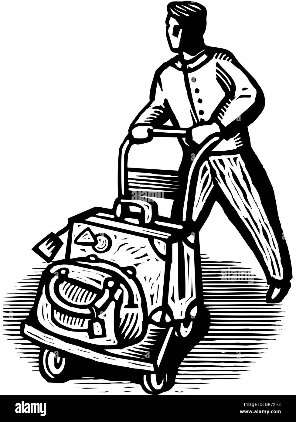 Illustration of a hotel porter Stock Photo - Alamy