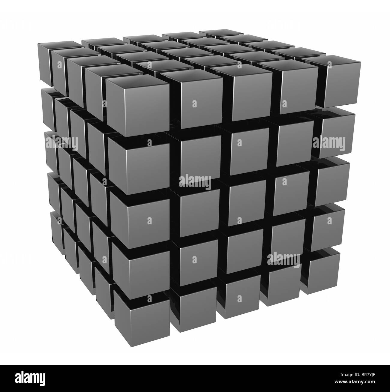 The three-dimensional image of a set of cubes. It is isolated on a ...