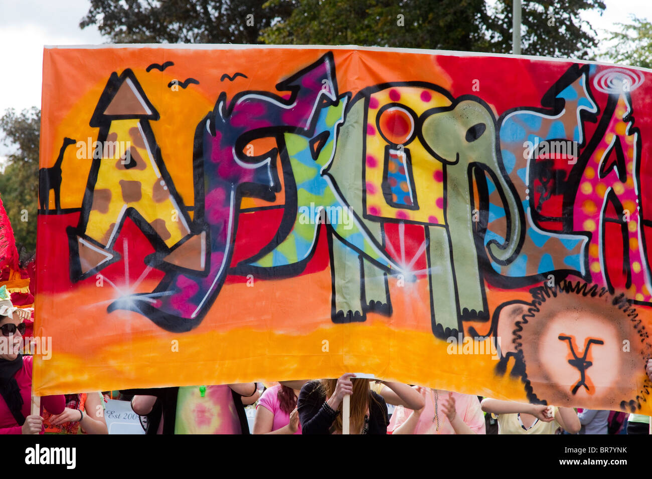 Animals in Alphabet Illustrations Hand-painted Banner African; People ...