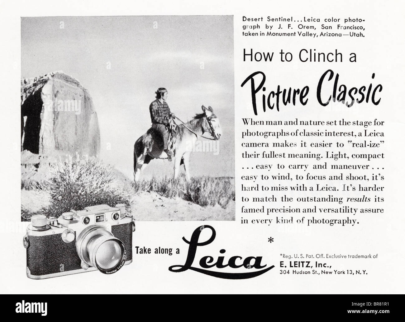 Black and white American magazine advert for Leica film cameras circa ...