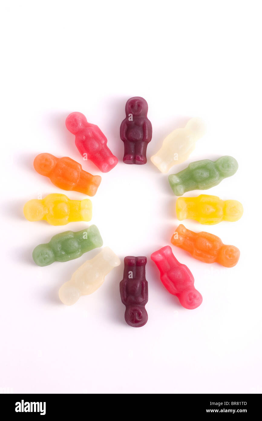 Jelly Babies circle on white background Stock Photo - Alamy