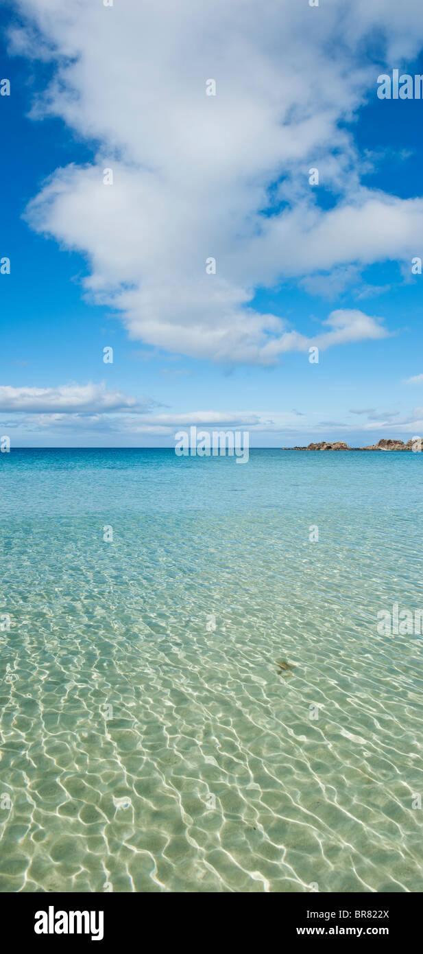 Clear cold water of scenic beach, Gimsøya, Lofoten islands, Norway ...