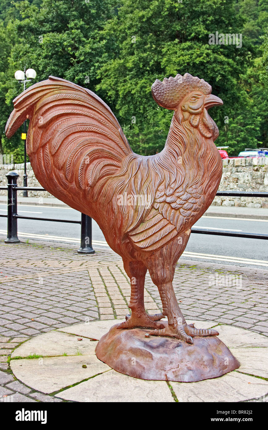 Cockerel sculpture at Betws Y Coed in North Wales Stock Photo - Alamy