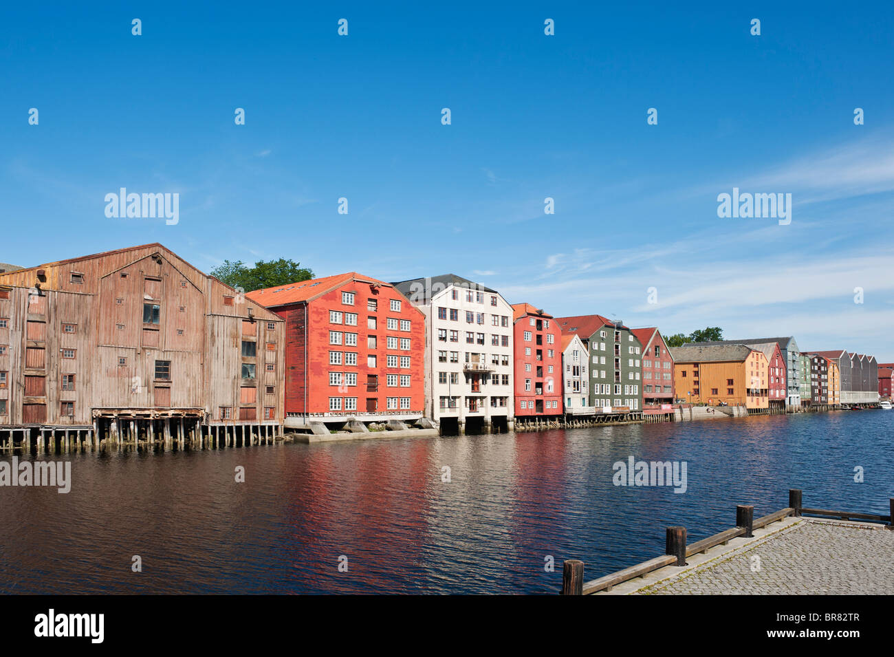 Waterfront buildings on Nidelva river, Trondheim, Norway Stock Photo ...