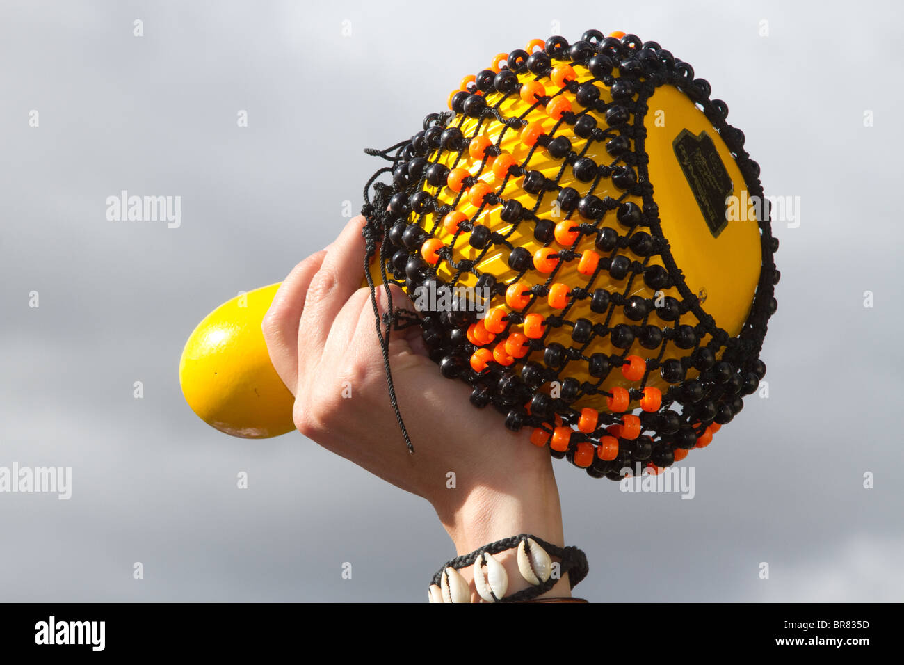 A Shakere Beaded plastic percussion rattle musical instrument Stock ...