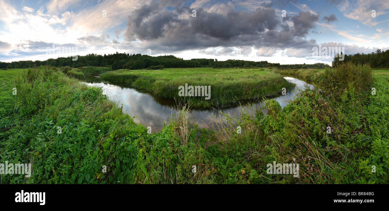 Panorama of Pedja river at Alam-Pedja nature reserve, Estonia, Europe ...