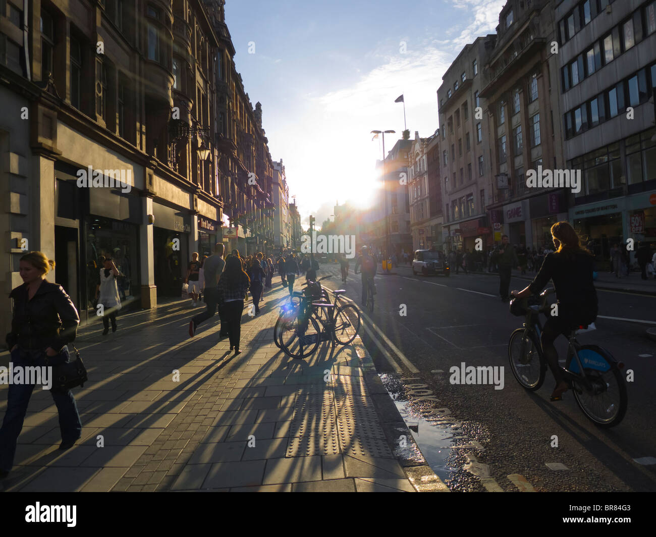Sunset on Oxford Street in London Stock Photo - Alamy