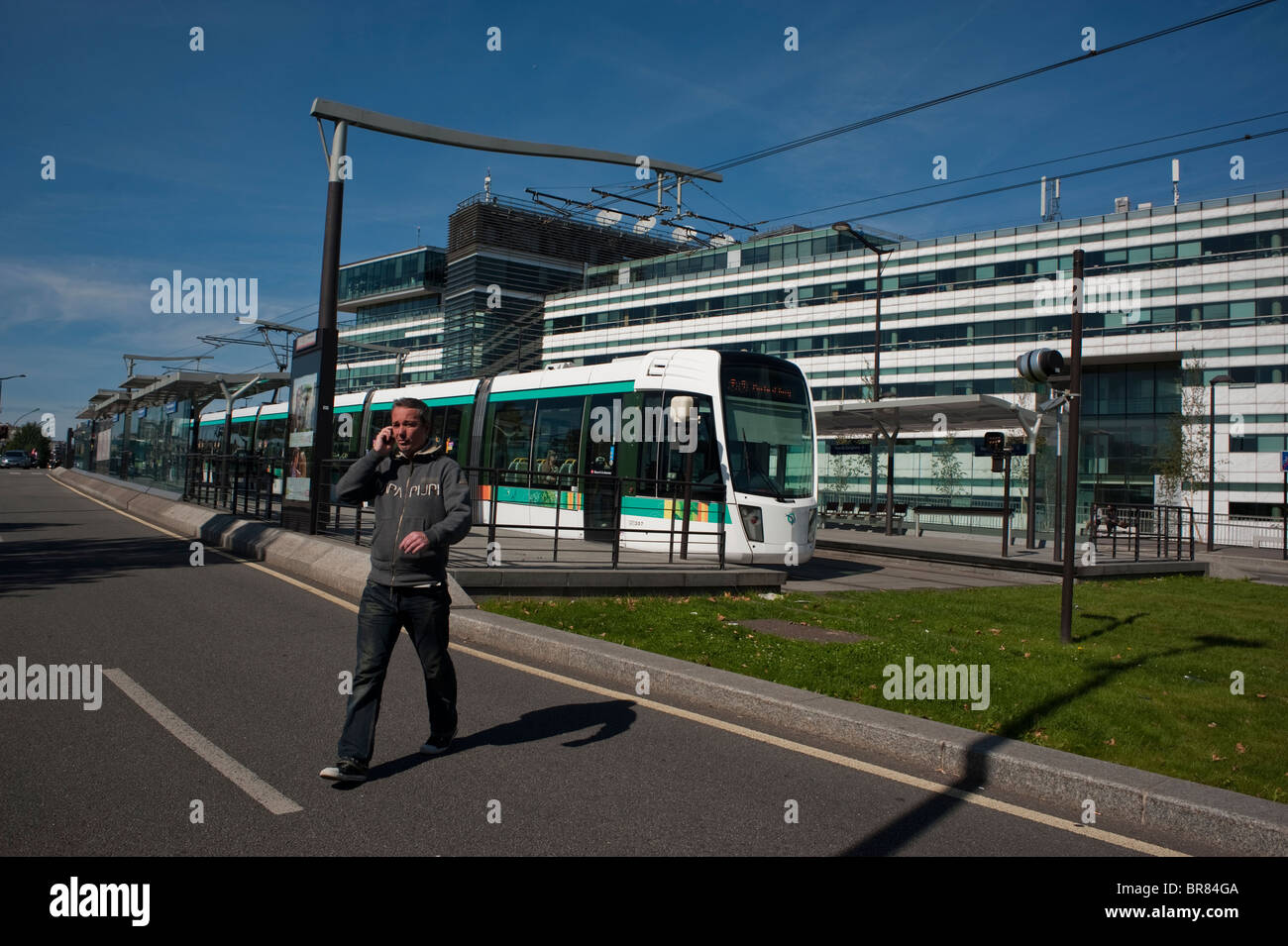 Paris, France, RATP Tramway at "Pont du Ganigliano" Tramway Station ...