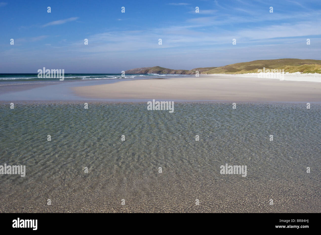 Traigh Eais beach on the Isle of Barra, Outer Hebrides, Scotland Stock ...
