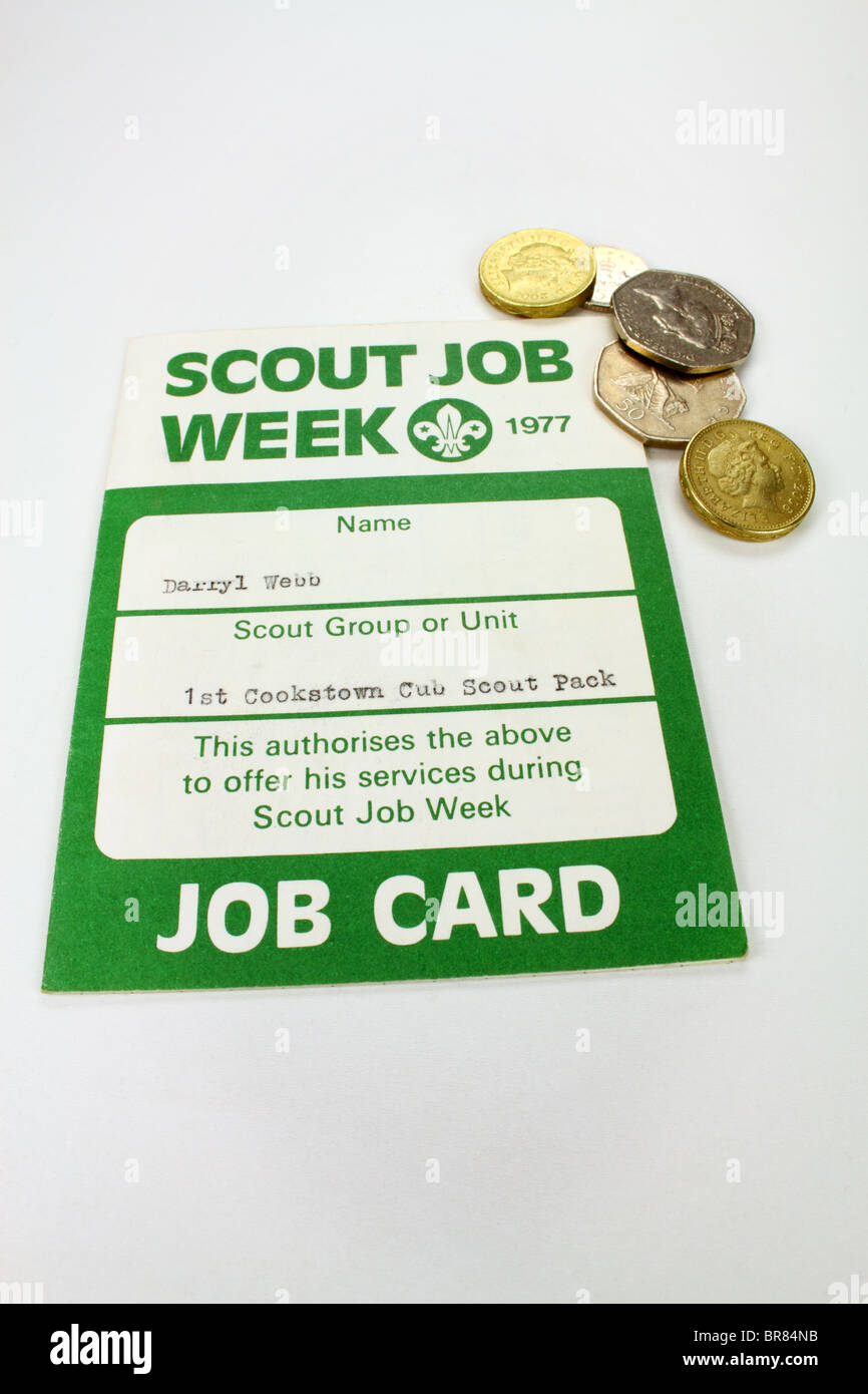 Old Boy Scout Job Card Stock Photo - Alamy