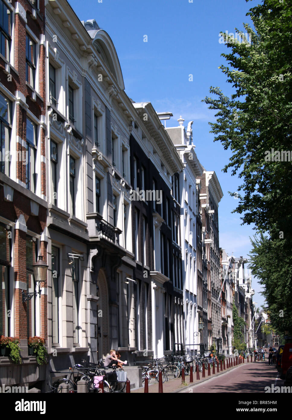 Pretty residential street sunny Amsterdam, Holland, Netherlands Stock ...