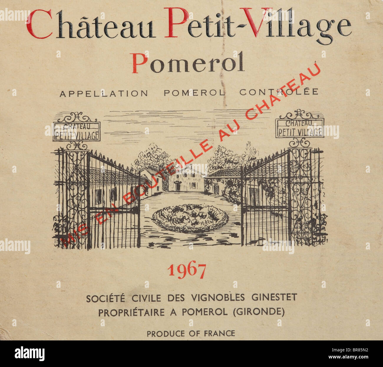 old bordeaux wine label Stock Photo - Alamy