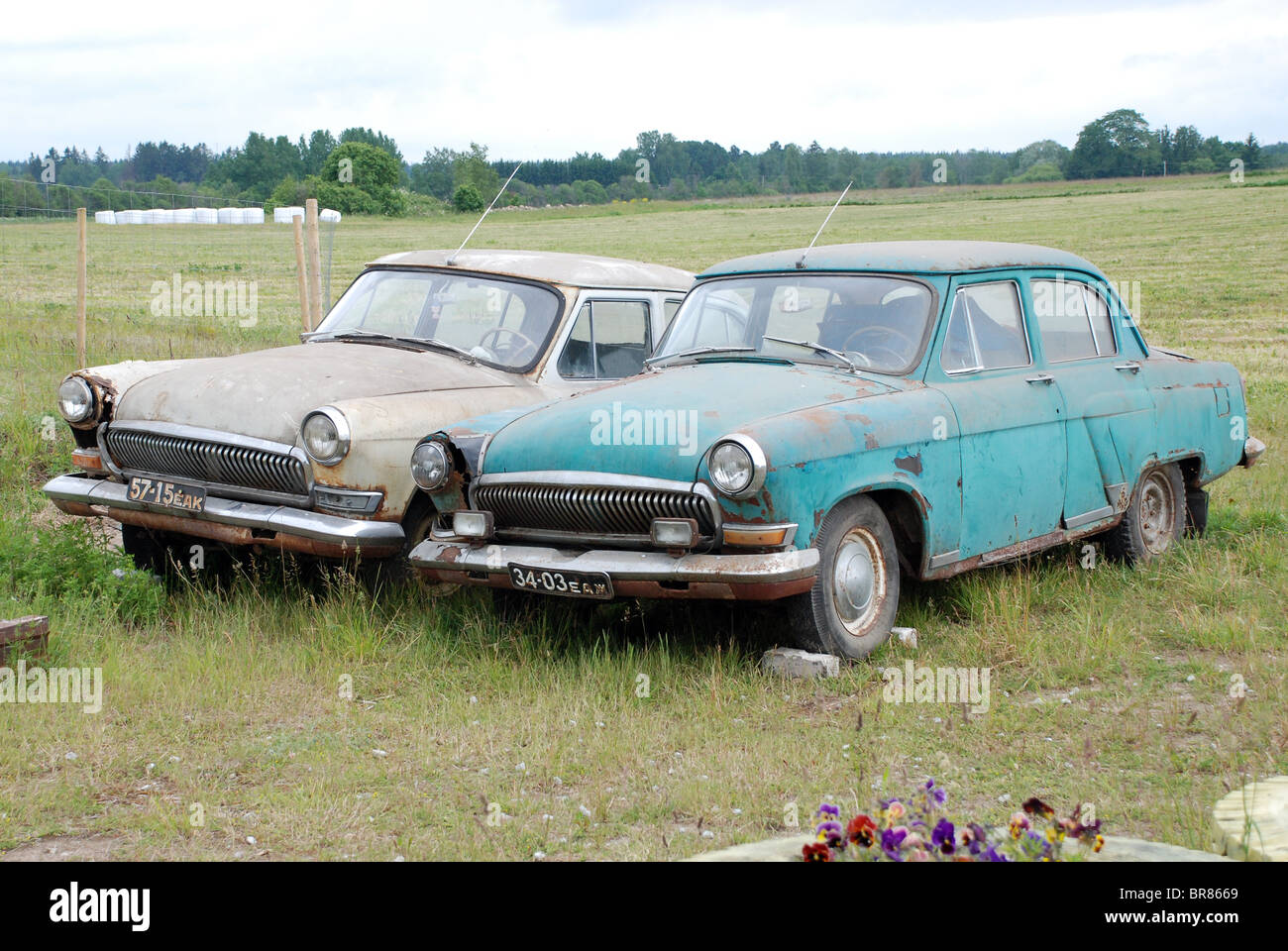 Two Old Cars from sixties from Soviet Union Stock Photo - Alamy