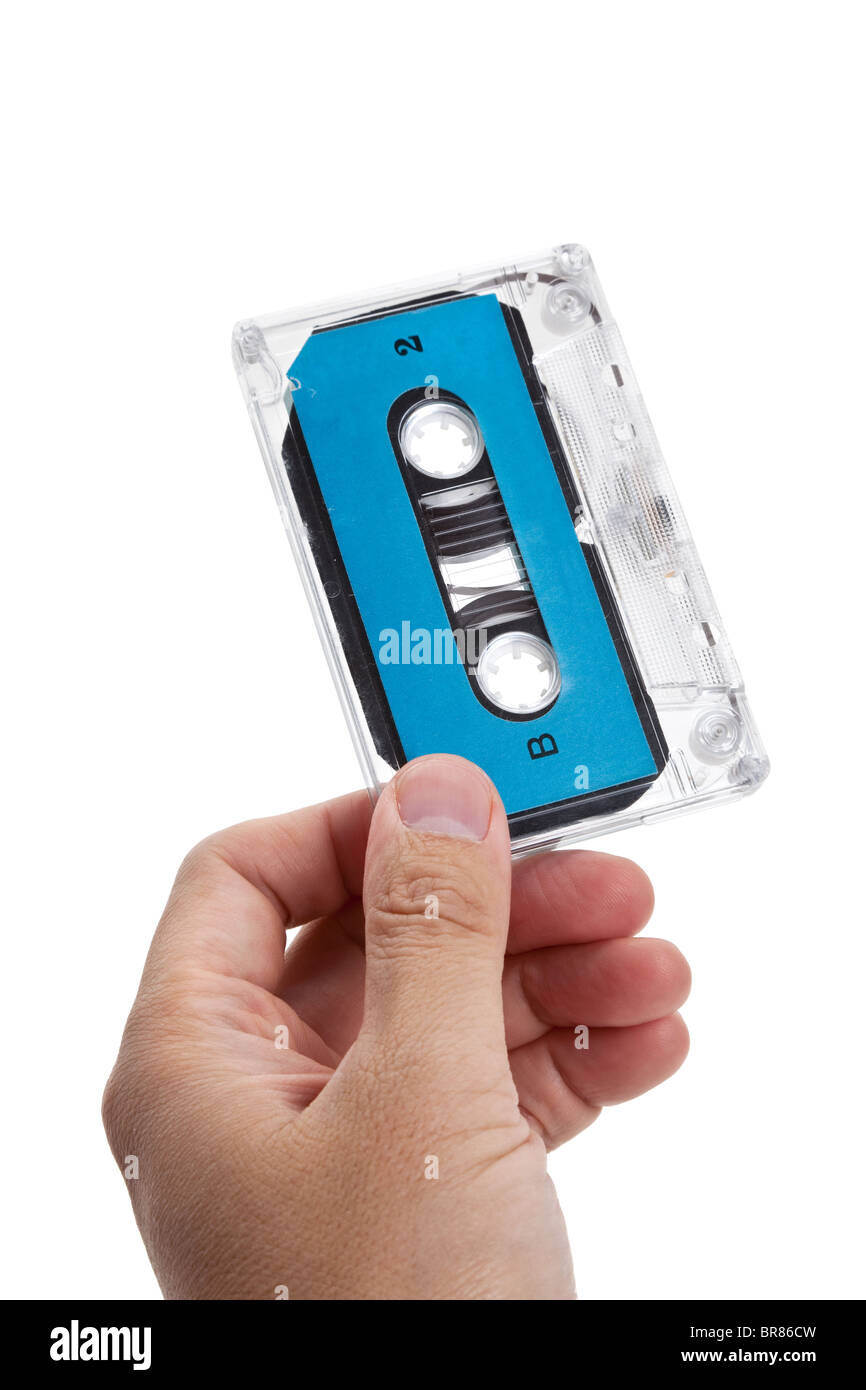 Blue Audio Cassette close up Stock Photo - Alamy