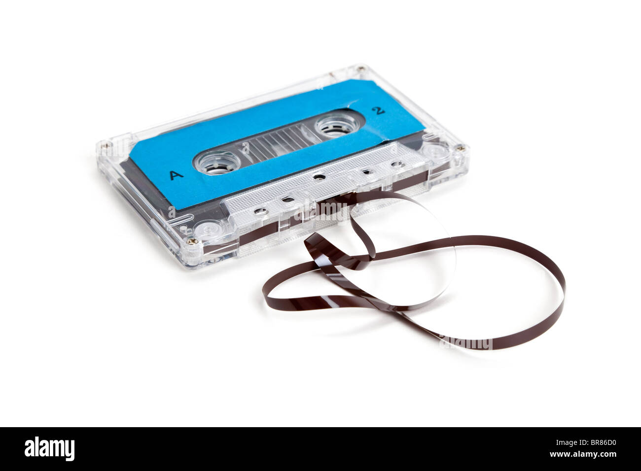 Blue Audio Cassette close up Stock Photo - Alamy