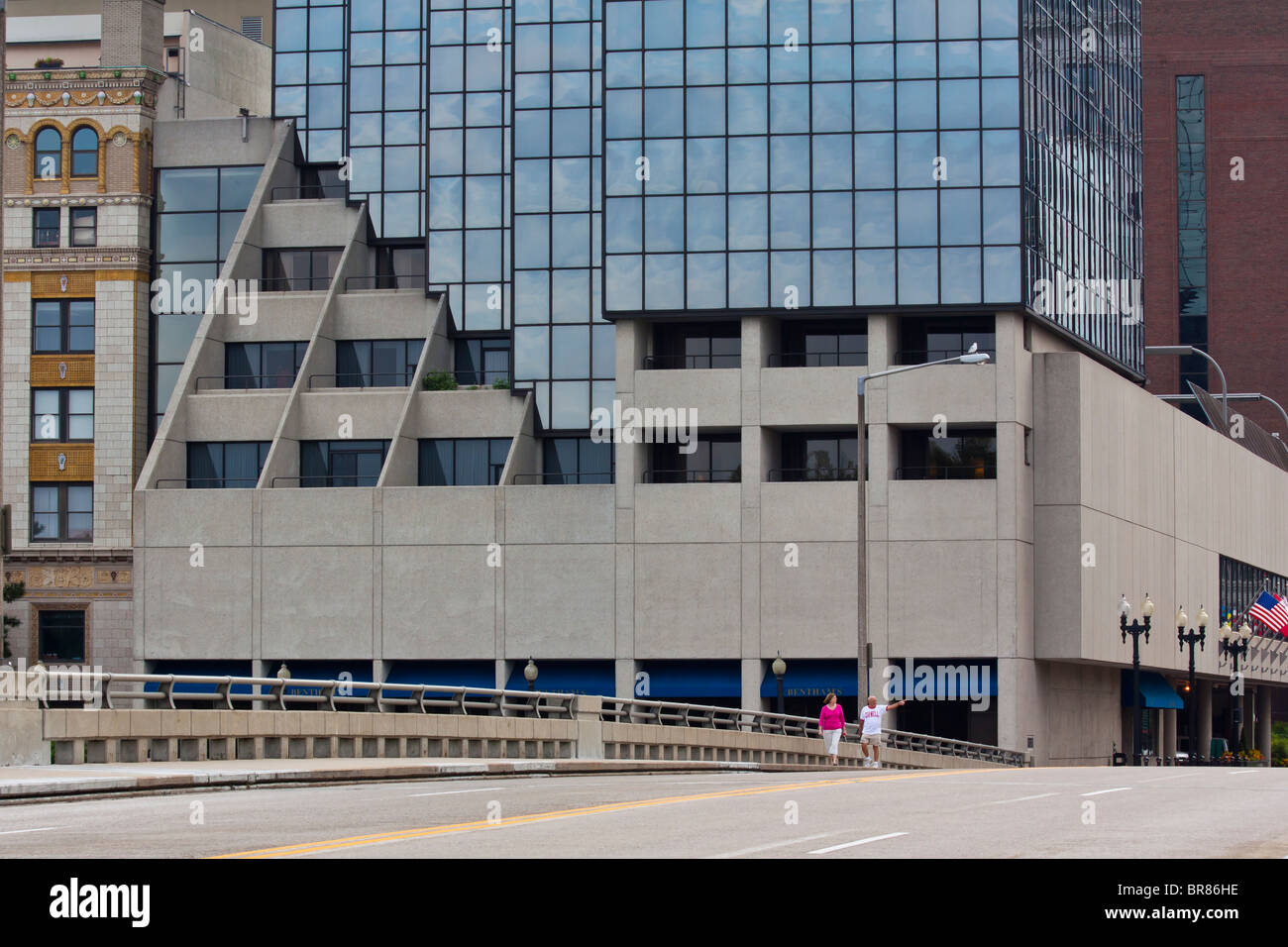 A modern building downtown in the city Grand Rapids Michigan MI USA US ...