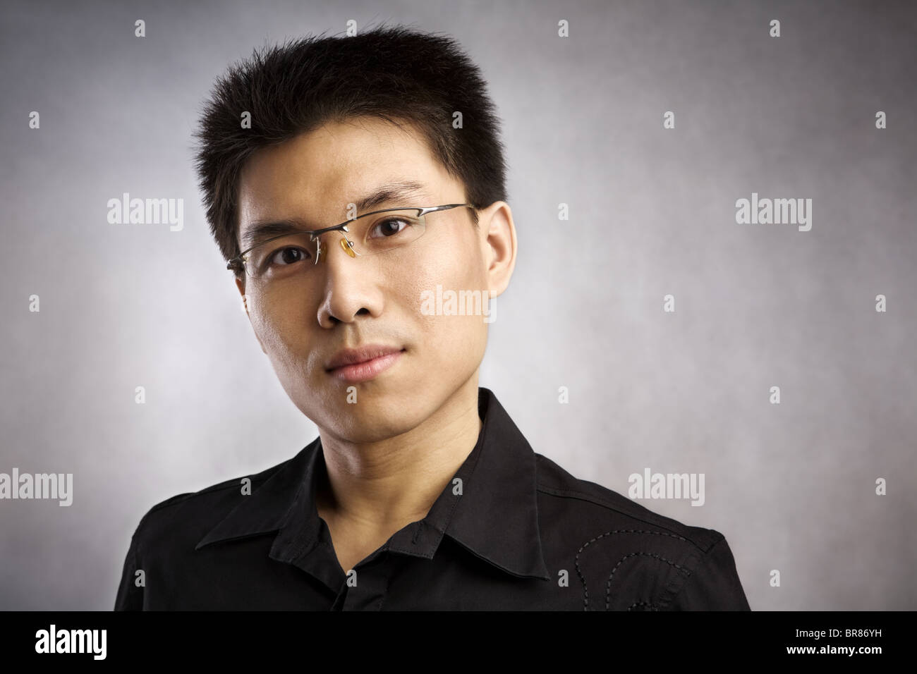 Happy Chinese man, series from several expression with vignetting and ...