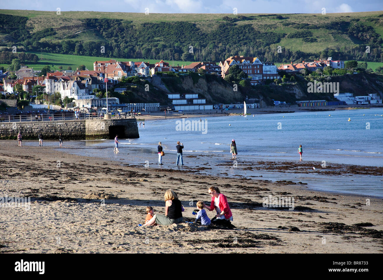 Beach view, Swanage, Isle of Purbeck, Dorset, England, United Kingdom ...
