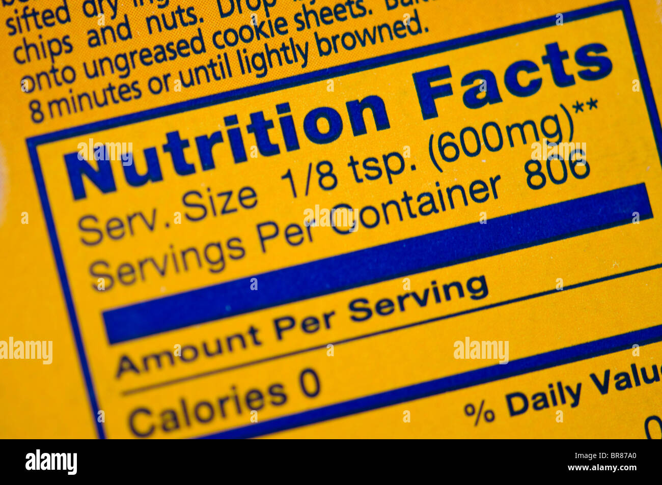 Ingredients label on the box Stock Photo - Alamy
