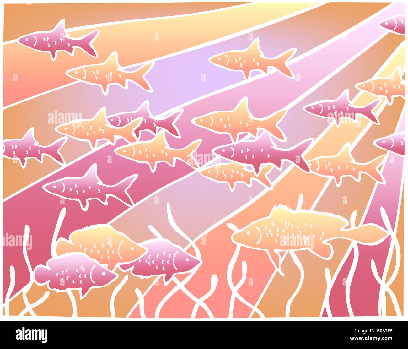 Illustration of fish in batik style Stock Photo - Alamy