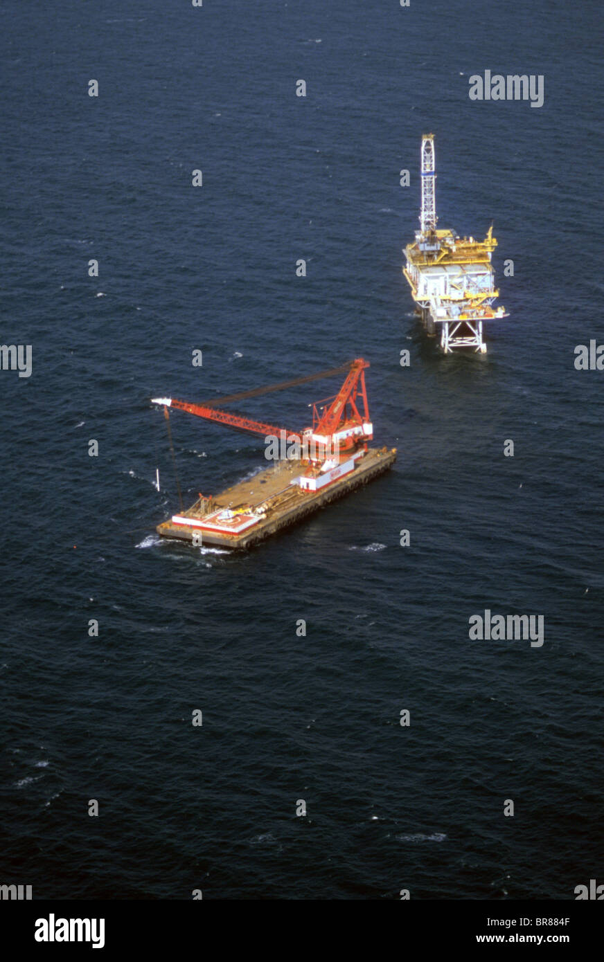 off-shore oil well drill rig Long Beach Huntington California Pacific ...