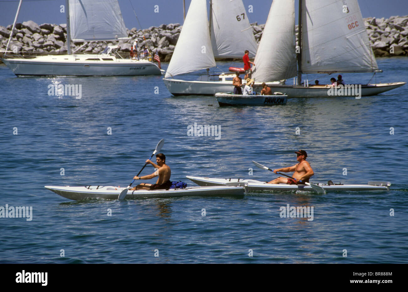 surf sea ocean beach surf kayak boat paddle wet suit waves foam Stock ...