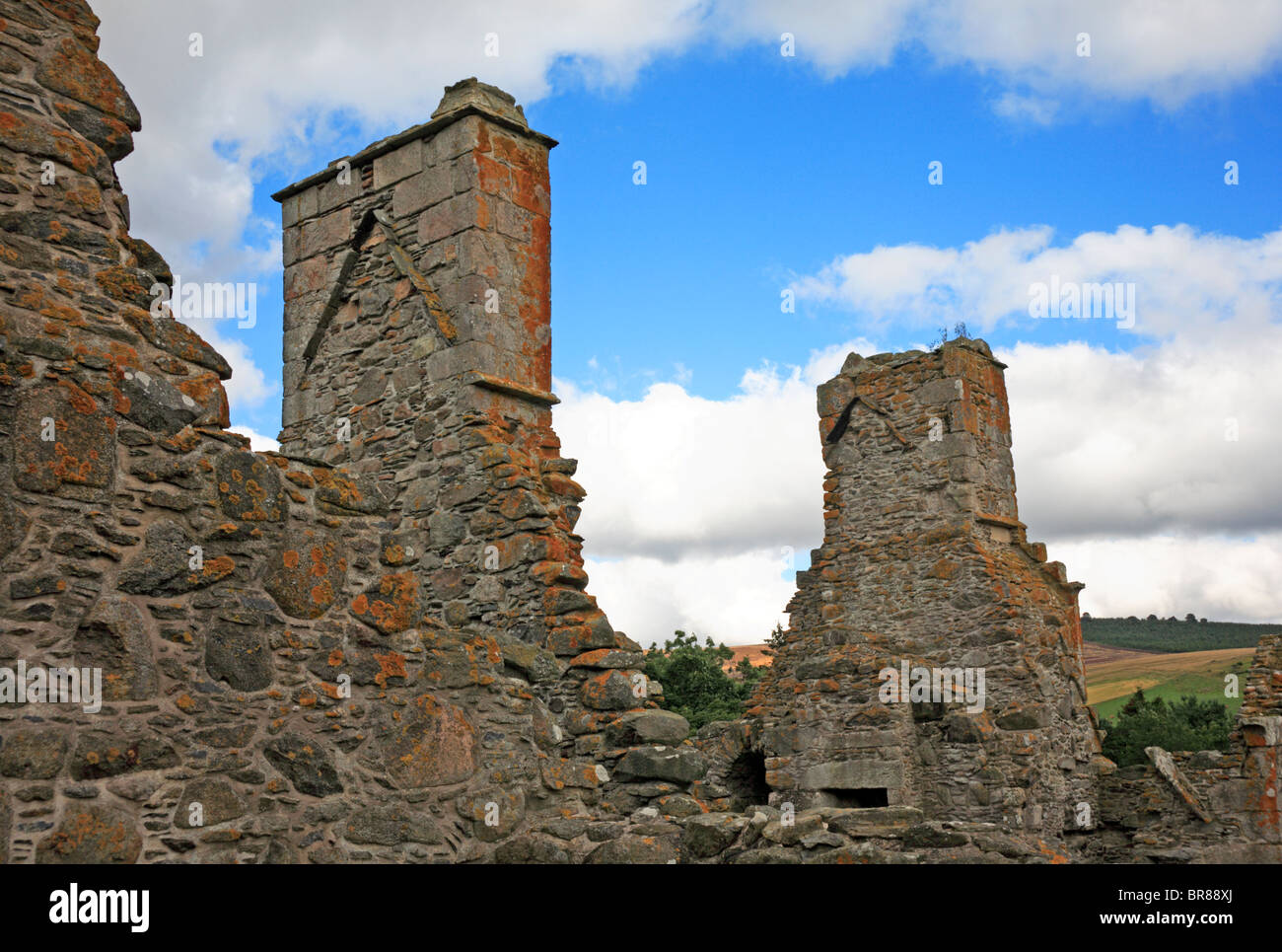 Two chimneys viewed from the upper storey of the ruined Glenbuchat ...
