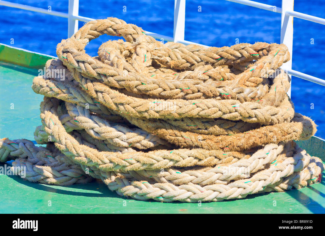 Untied rope on ship's deck Stock Photo - Alamy