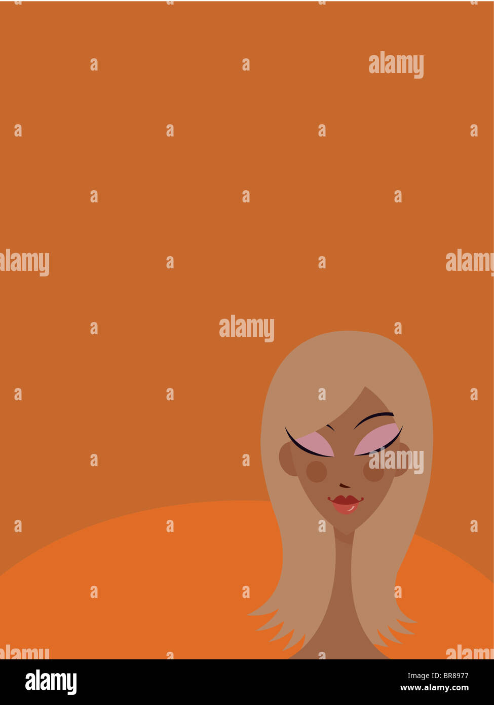 A picture of a woman on orange background Stock Photo - Alamy
