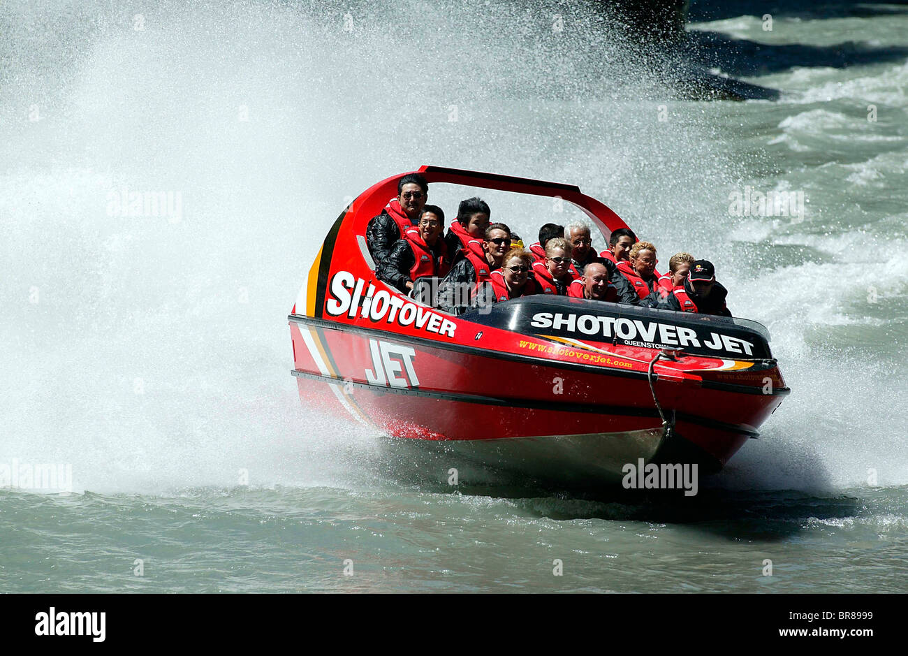 Shotover jet boat, Shotover River, Queenstown, New Zealand Stock Photo ...