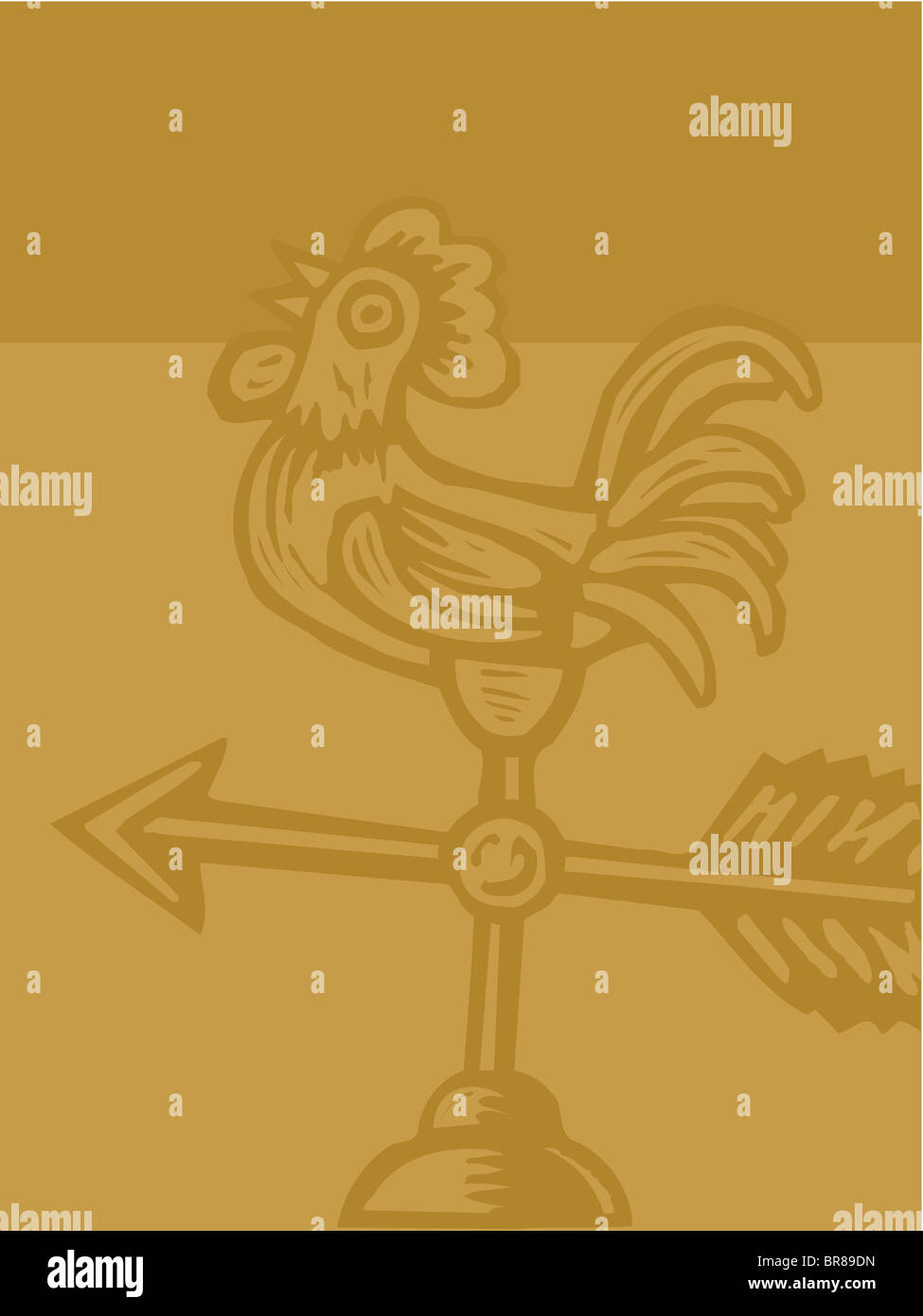 Illustration of a rooster weathervane Stock Photo - Alamy