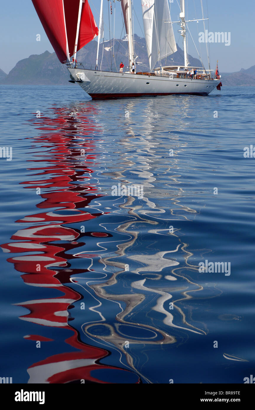 Superyacht "Adele" sailing in the Lofoten Islands, Norway, on her ...