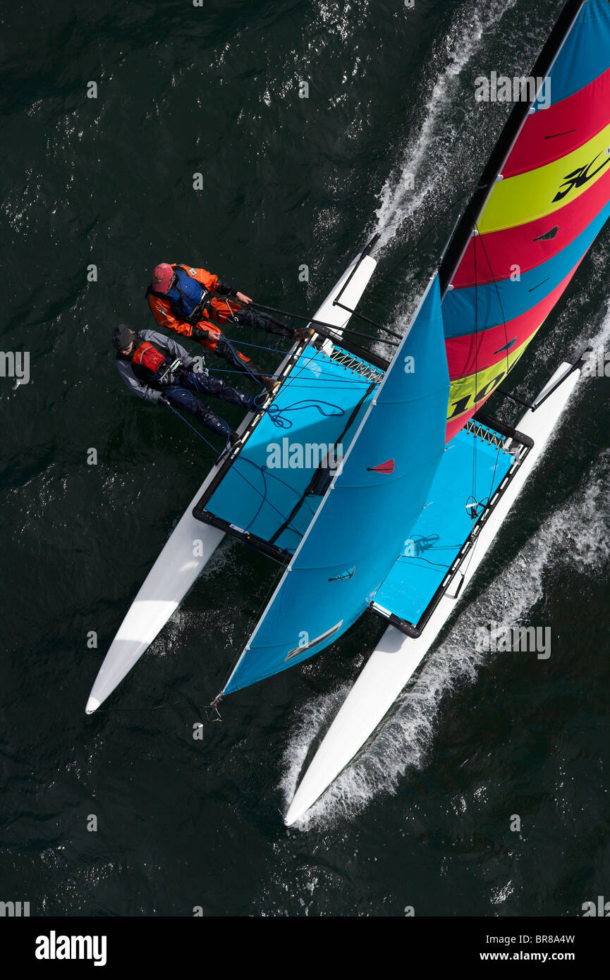 Trapezing during the Hobie 16 Nationals, Narragansett, Rhode Island ...