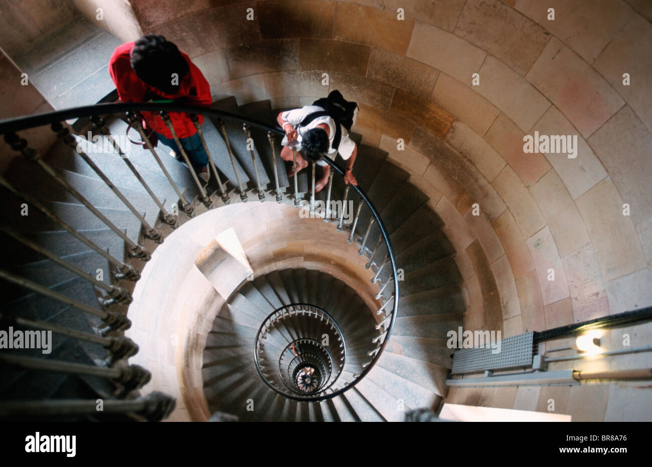 Winding spiral staircase in the lighthouse Phare des Baleines, Ile de ...