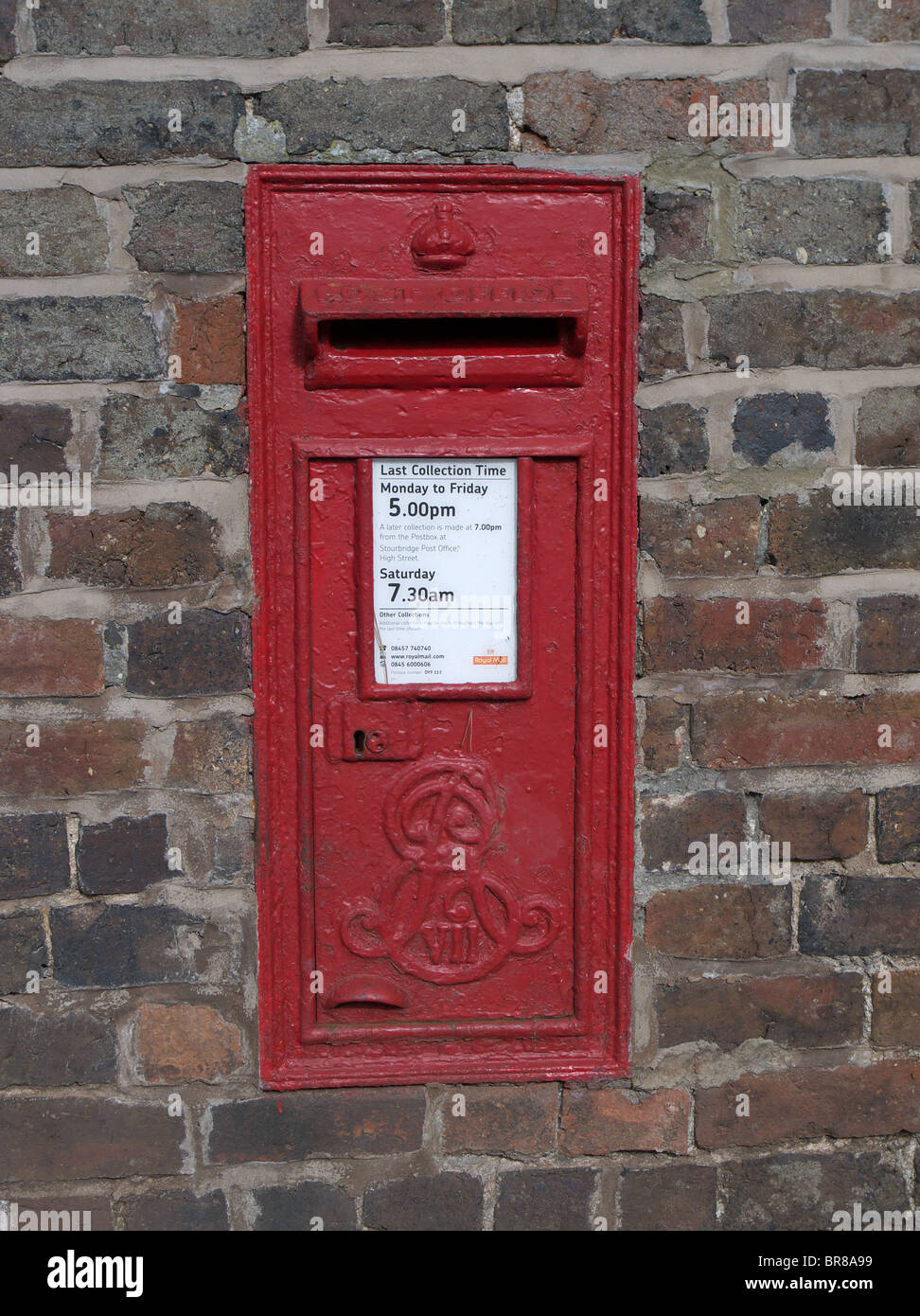 Close Up Of A Red Letterbox Recessed Into A Brick Wall, UK Stock Photo ...
