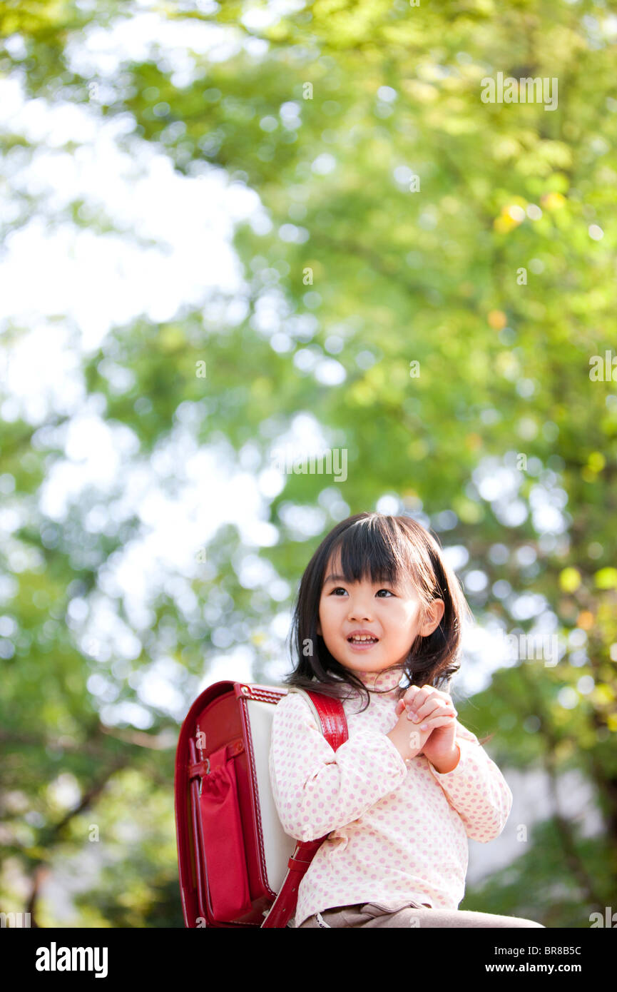 Front view schoolgirl backpack hi-res stock photography and images - Alamy