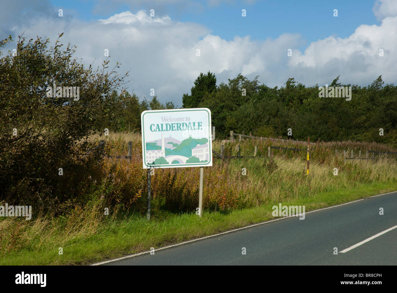 Sign for the borough of Calderdale, West Yorkshire, England UK Stock ...