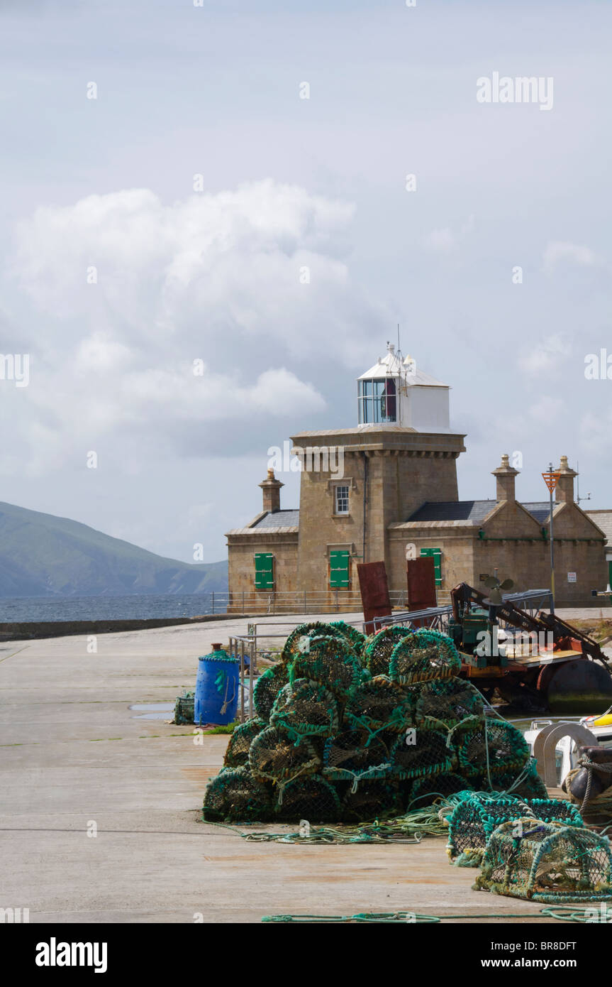 Blacksod pier with blacksod lighthouse in the background, The Erris ...