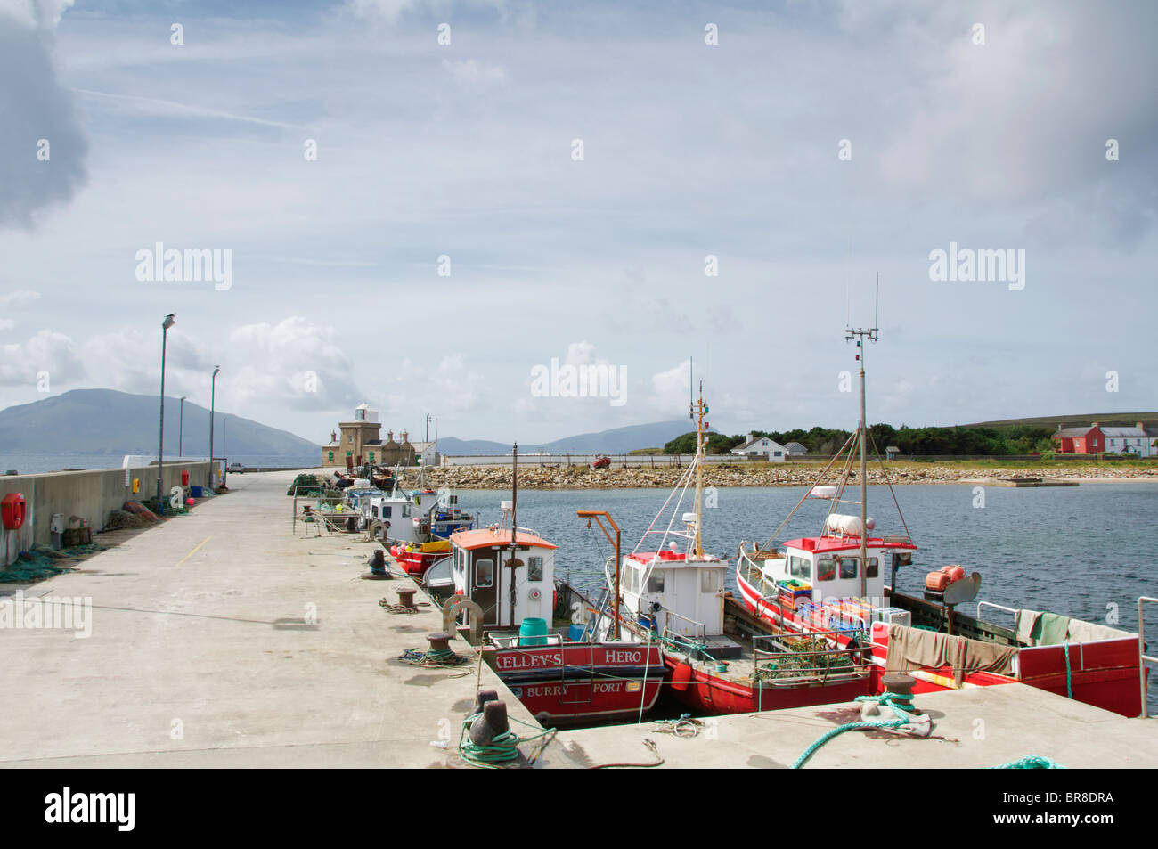Blacksod pier with blacksod lighthouse in the background, The Erris ...