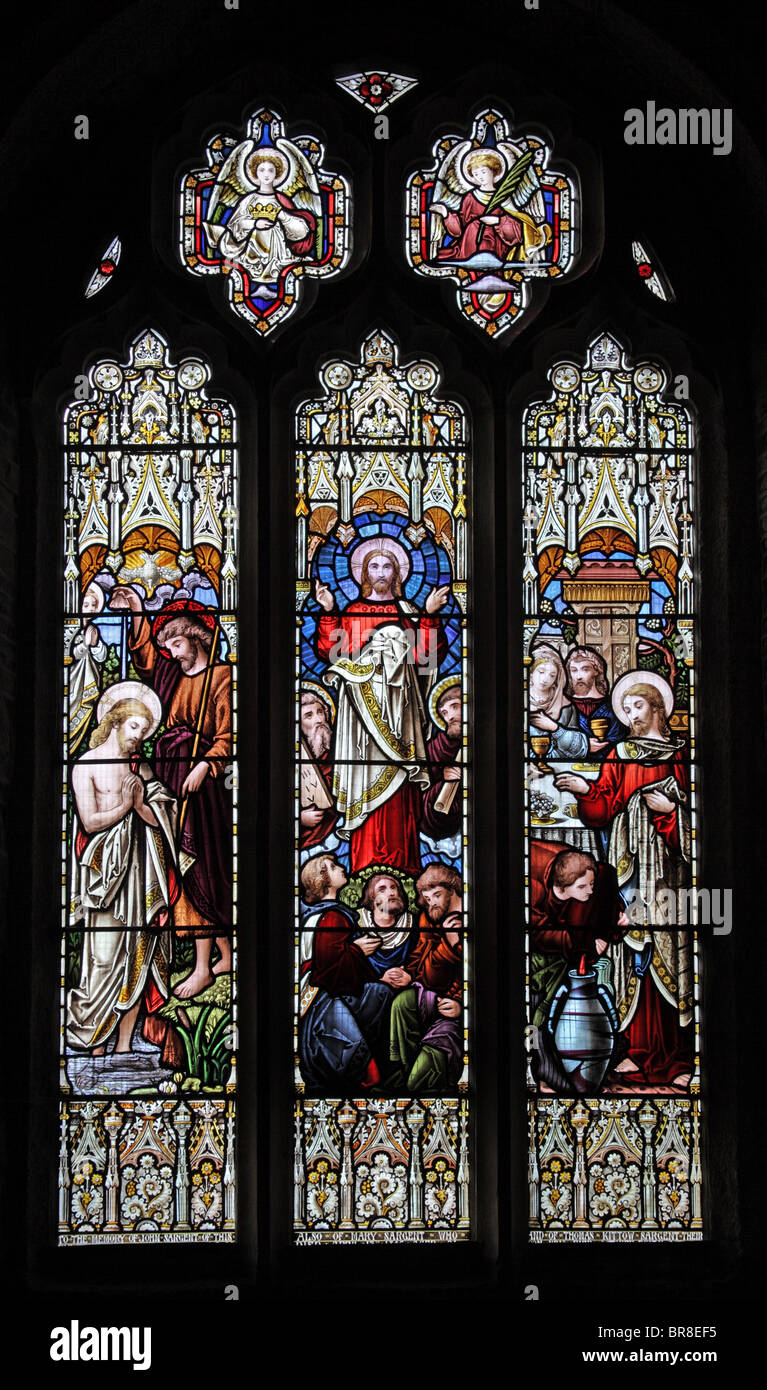 A stained glass window by Ward & Hughes depicting scenes from the life ...