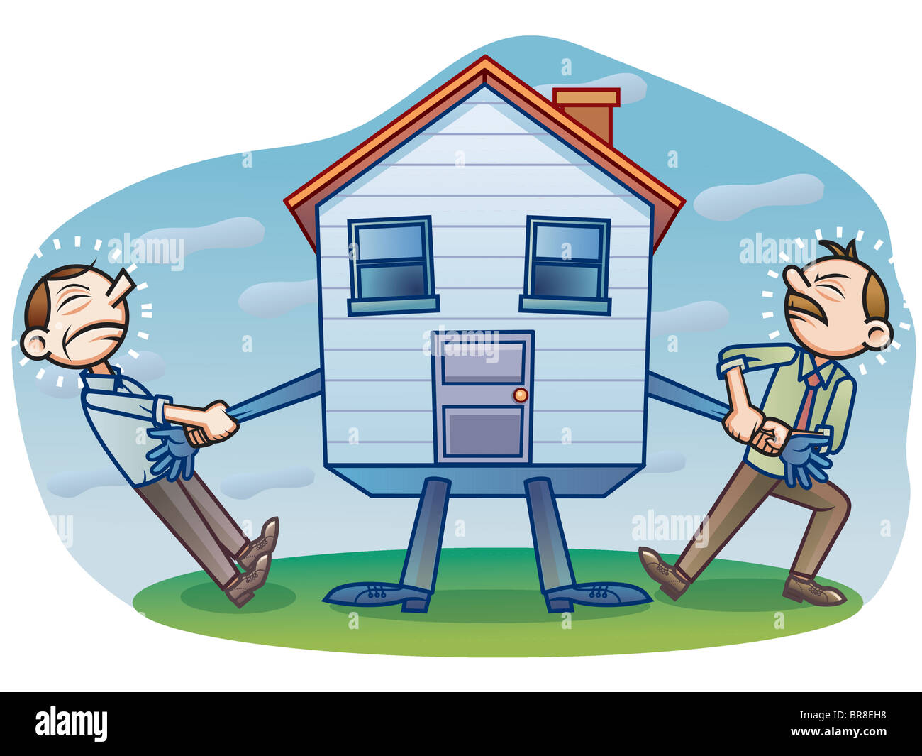 Two men arguing over a house Stock Photo - Alamy