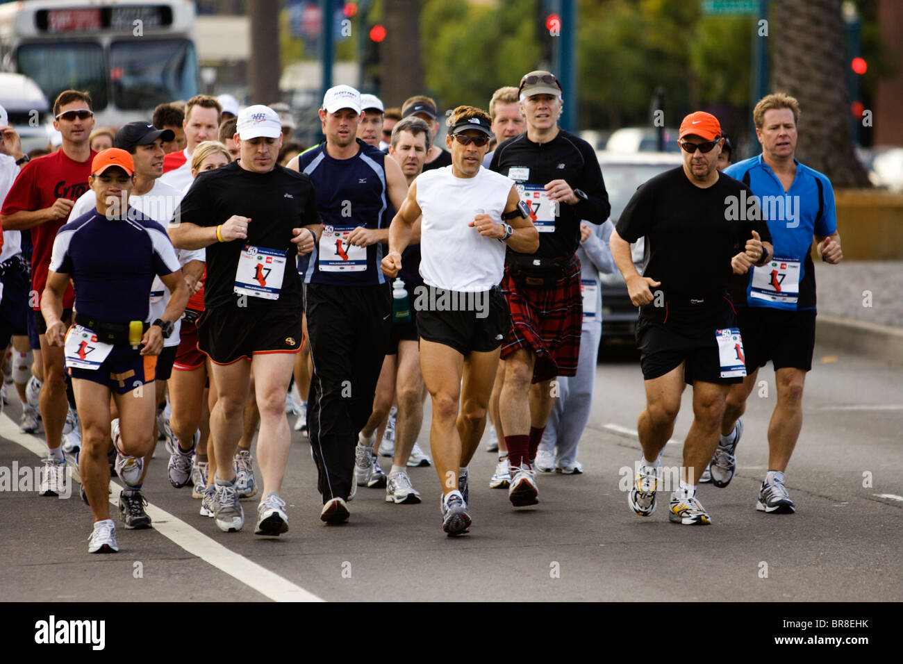 A crowd of runners in a marathon in San Francisco California Stock ...