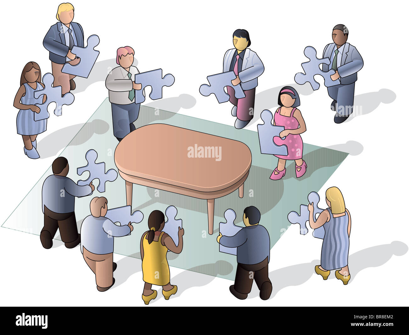 Businessmen with puzzle pieces table hi-res stock photography and images - Alamy