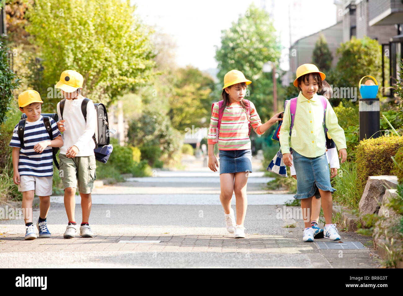 Elementary school students walking to school Stock Photo - Alamy