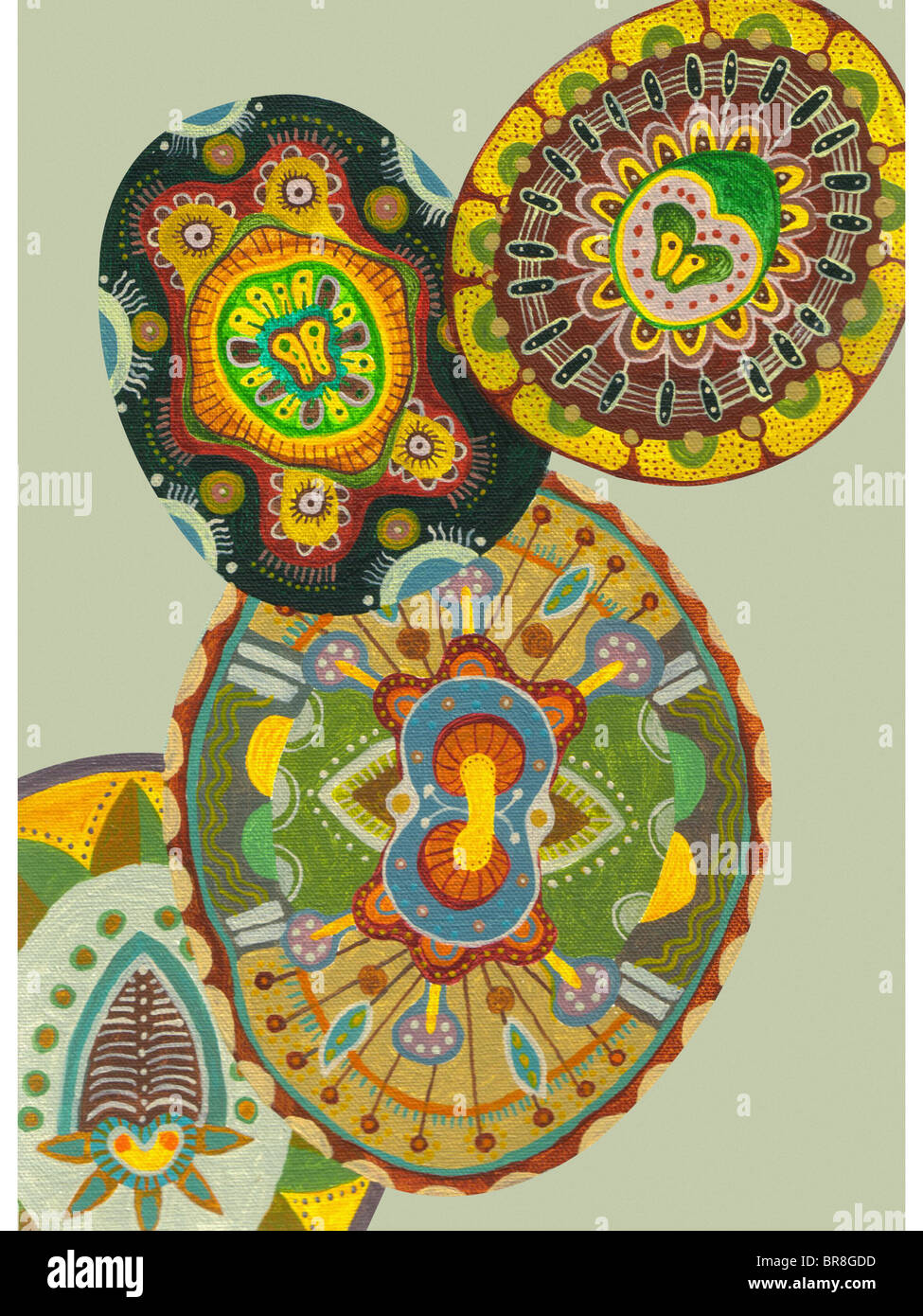 A hand painted illustration of colorful fantasy shapes Stock Photo - Alamy