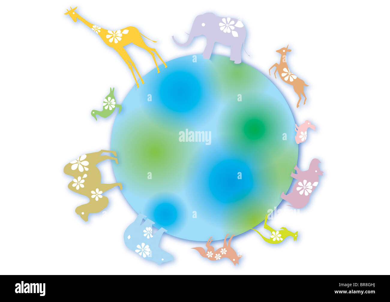 Colorful Animals on Globe Stock Photo - Alamy