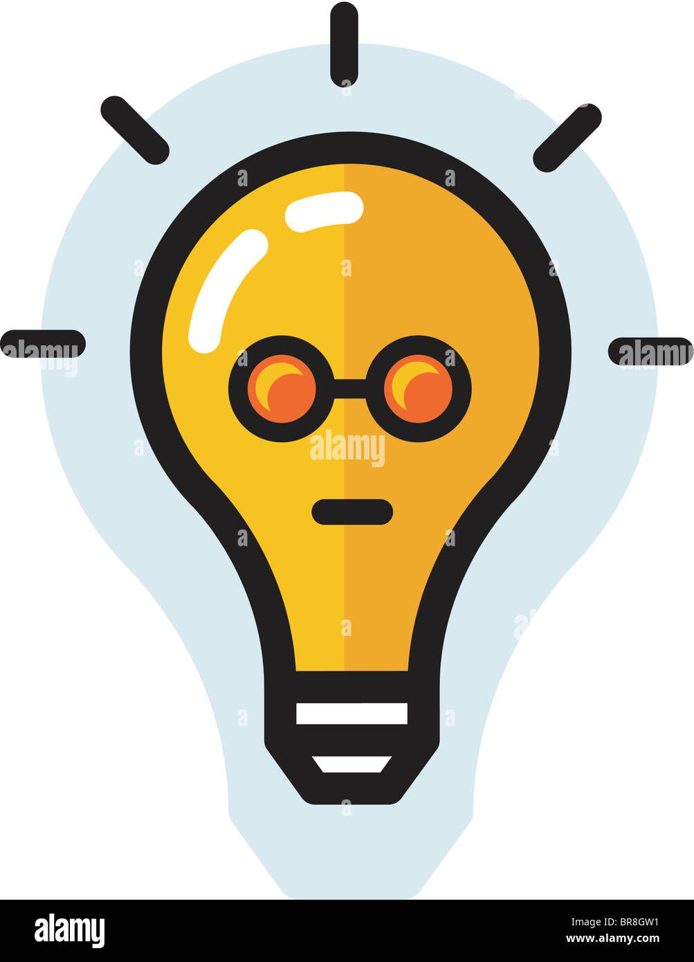 Bright lightbulb with face Stock Photo - Alamy